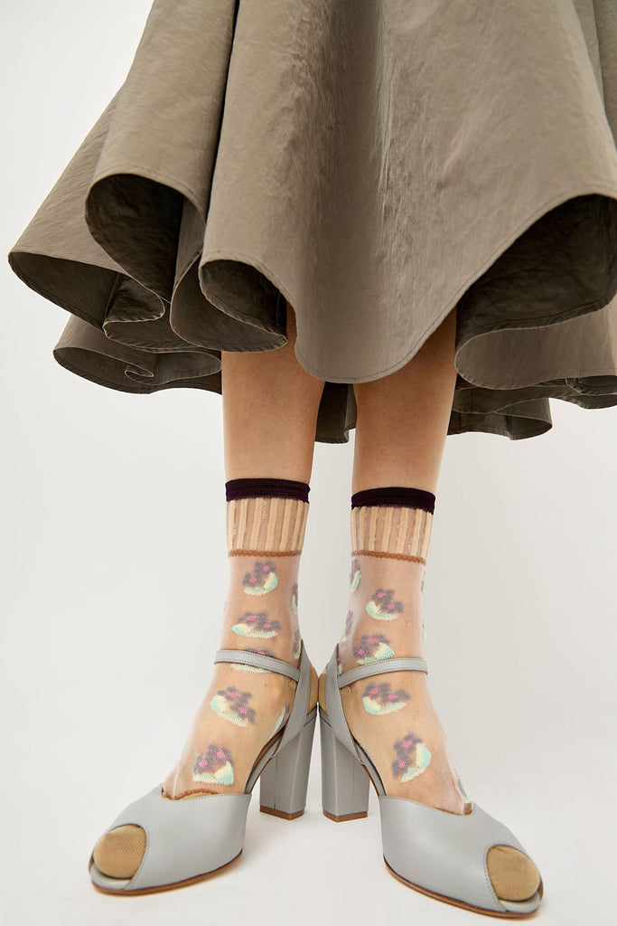 Exquisite J Deco Flowers Socks in Sheer – No.6 Store