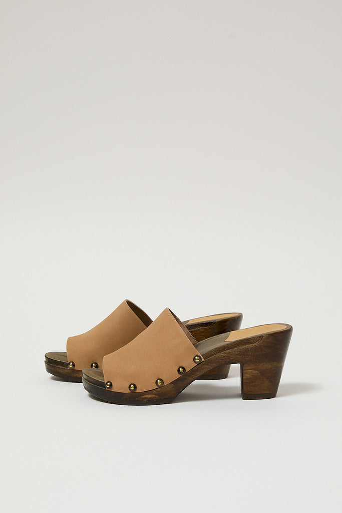 No.6 Leah Clog on High Heel in Bone on Cocoa Base – No.6 Store