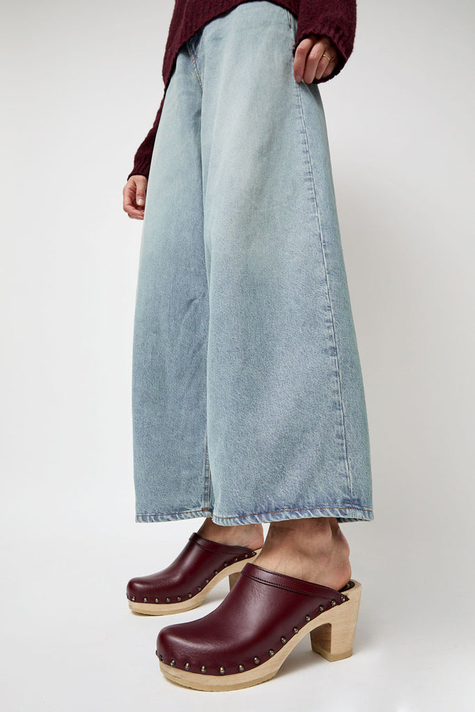 No.6 Old School Studded Clog on High Heel in Maroon – No.6 Store
